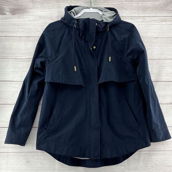Athleta | Jackets & Coats | Athleta Navy Rainfall Swing Parka Hooded ...